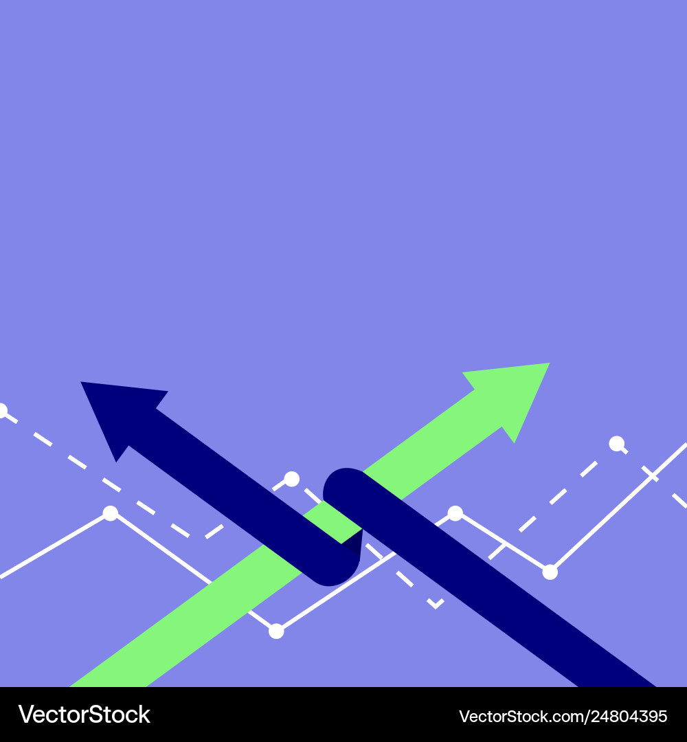 Two colorful arrows where one is intertwined Vector Image