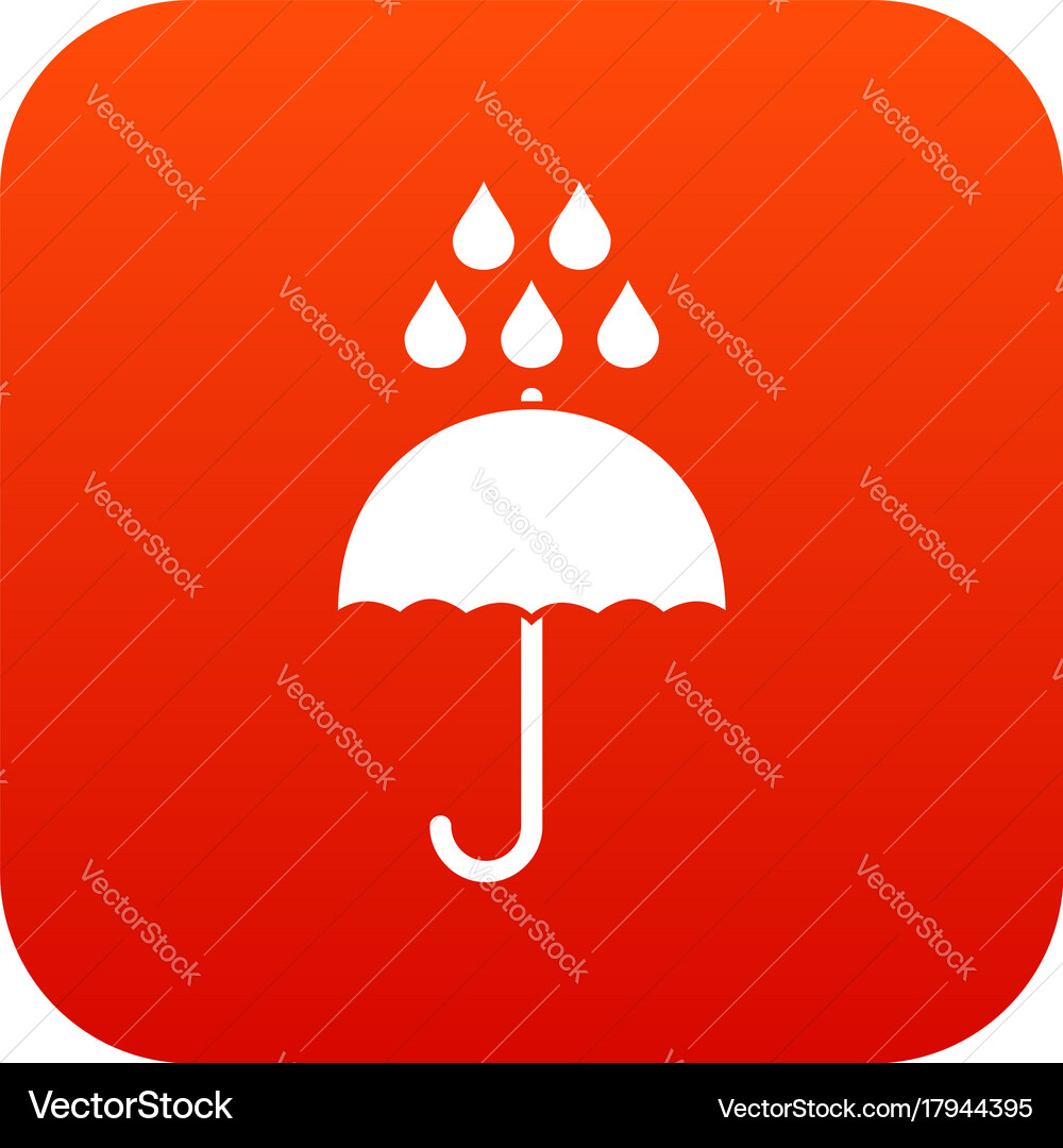 Umbrella and rain drops icon digital red Vector Image