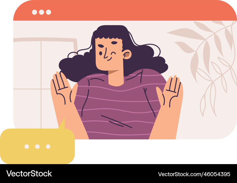 Virtual communication with woman character in web Vector Image