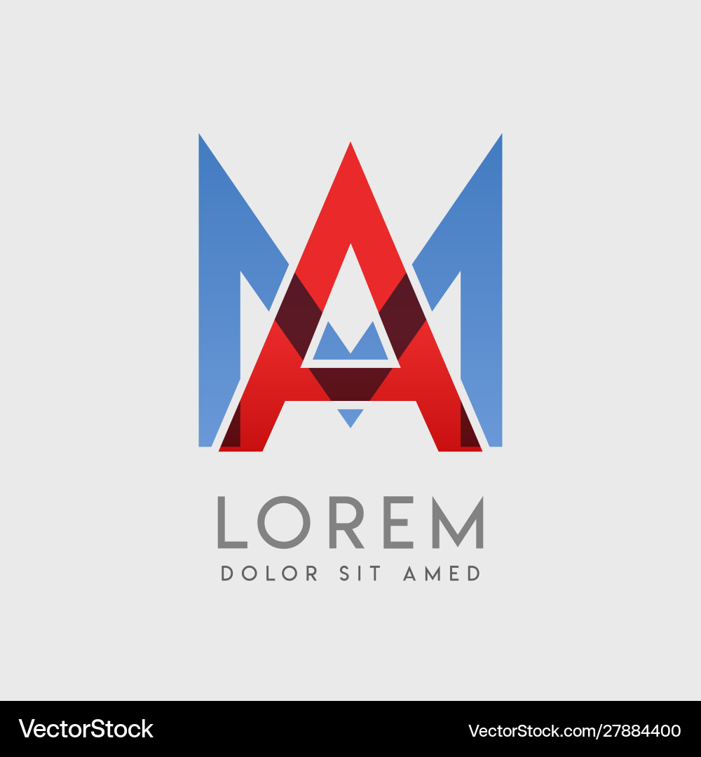 Am logo letters with blue and red gradation Vector Image