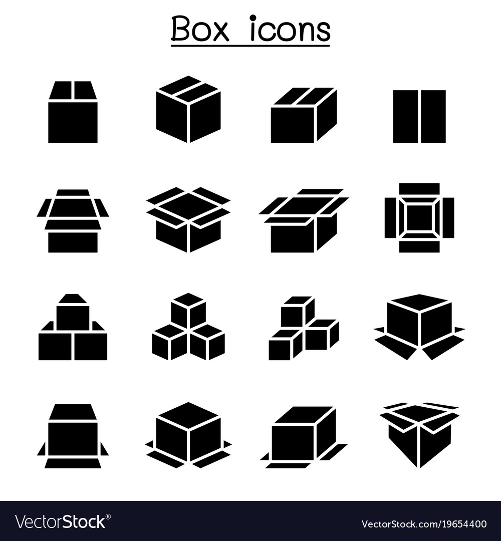 Box icon set Royalty Free Vector Image - VectorStock