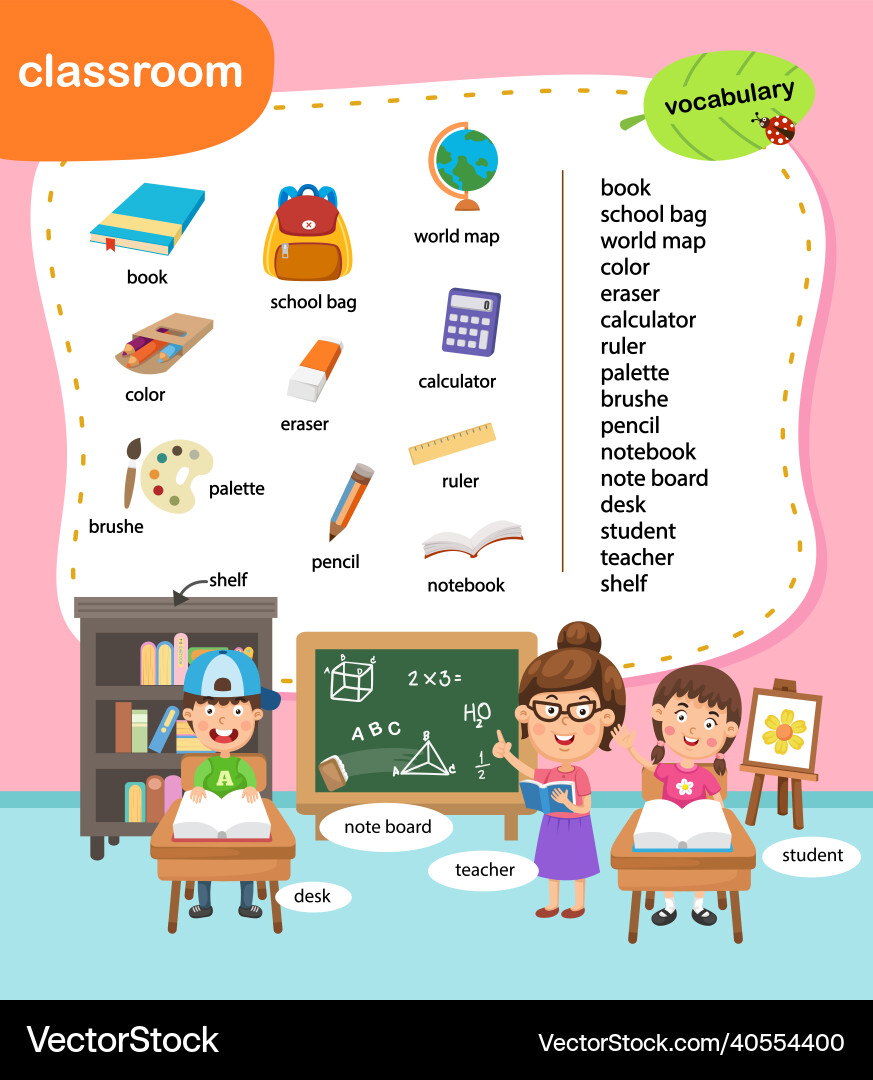 Education vocabulary classroom Royalty Free Vector Image