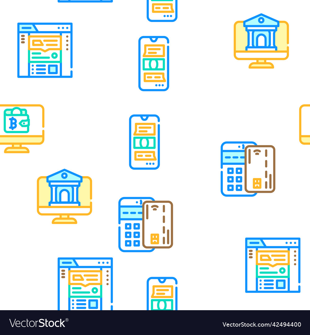 Financial technology and software icons set Vector Image