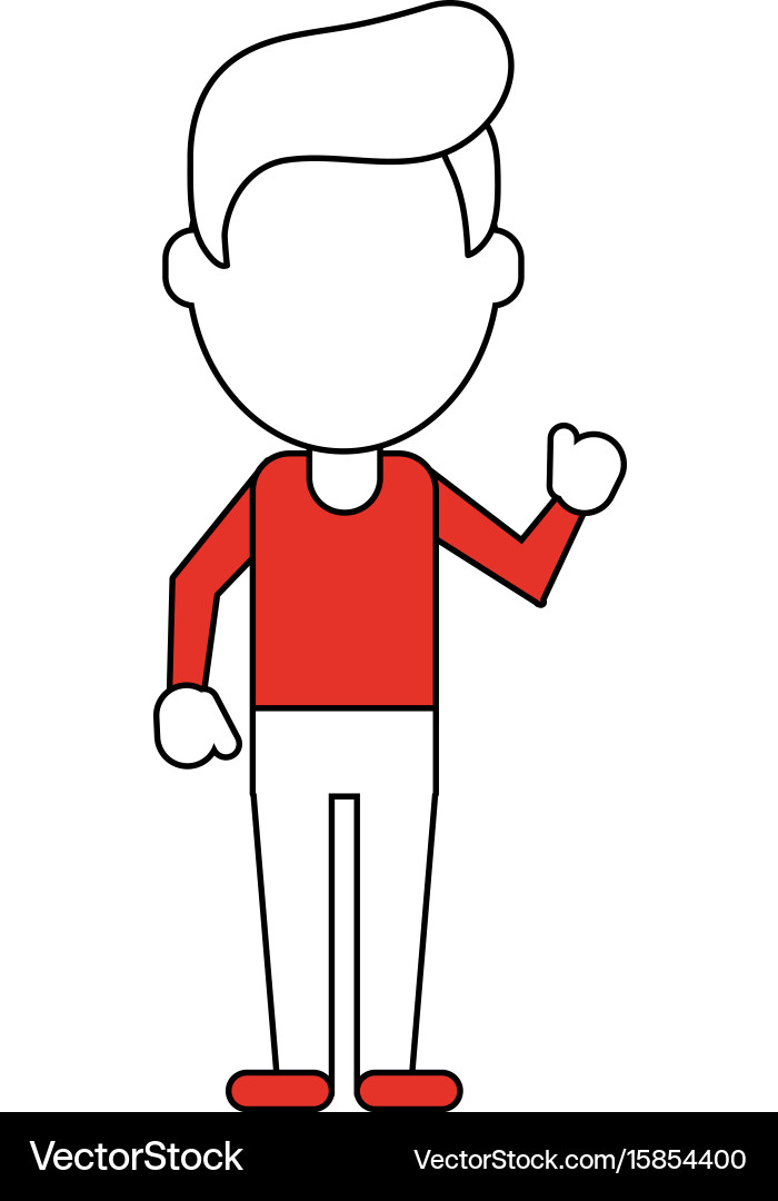 Flat line standing man with a hint color over Vector Image