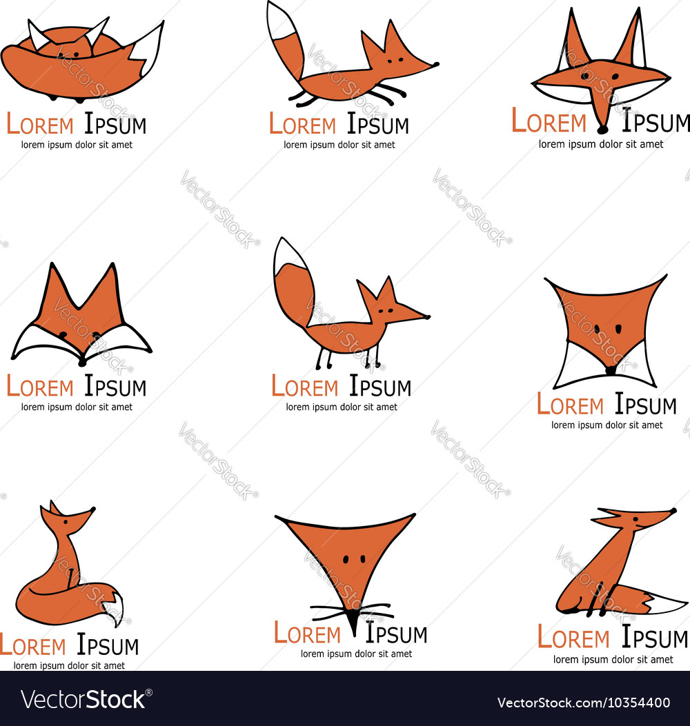 Fox icons collection for your design Royalty Free Vector