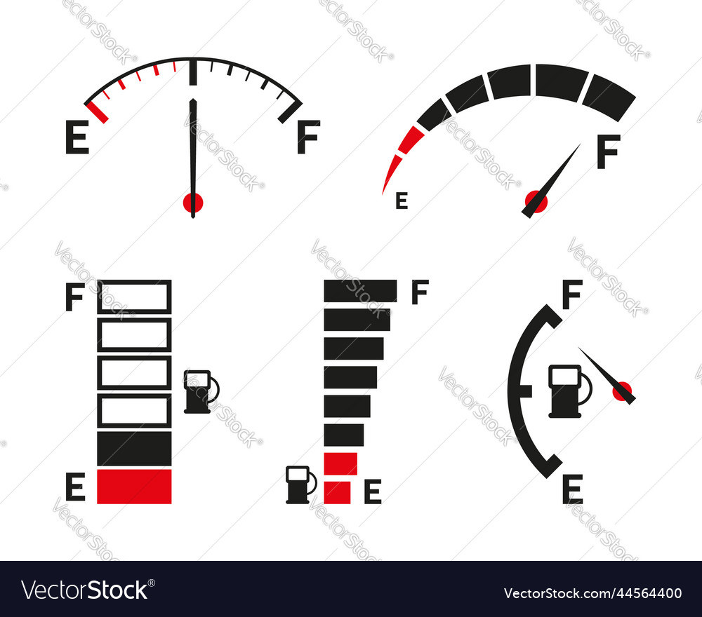 Fuel gauge full tank car dashboard flat style Vector Image