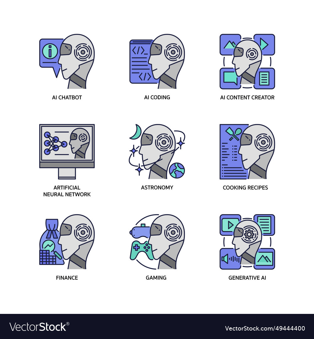 Generative ai icon set Royalty Free Vector Image Generative ai icon set Royalty Free Vector Image