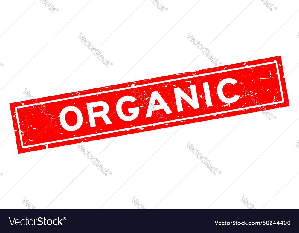Grunge red organic word square rubber seal stamp Vector Image