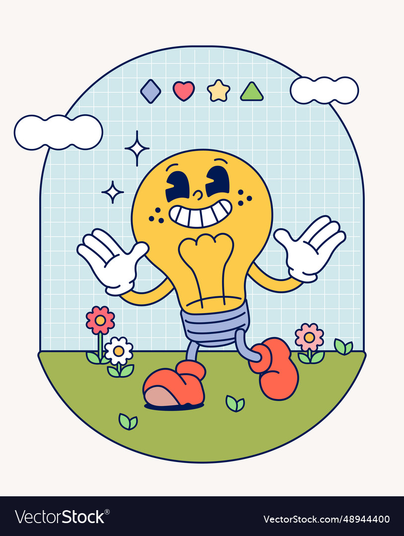 Hand draw funny retro vintage trendy style bulb Vector Image Hand draw funny retro vintage trendy style bulb Vector Image