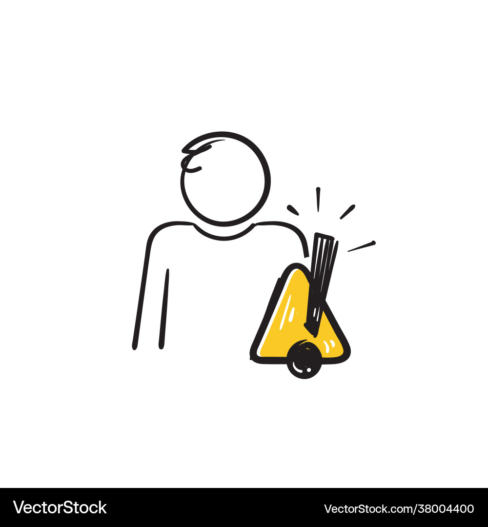 Hand drawn doodle alert risk for man isolated Vector Image