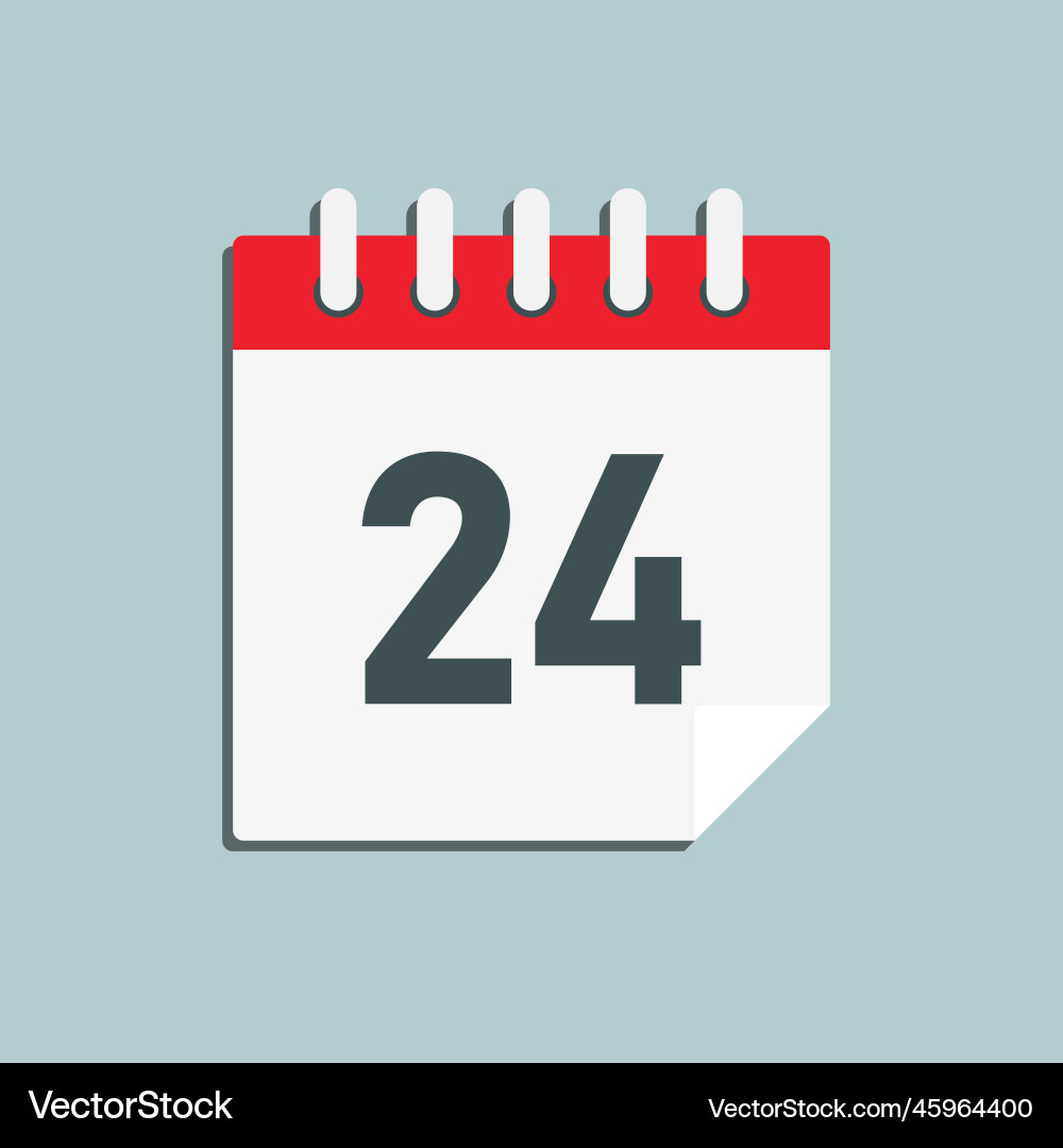 Icon page calendar day - number 24 Royalty Free Vector Image