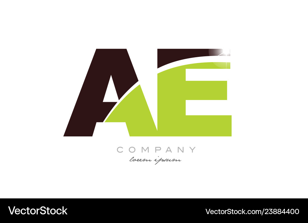 Letter ae a e alphabet combination in green and Vector Image