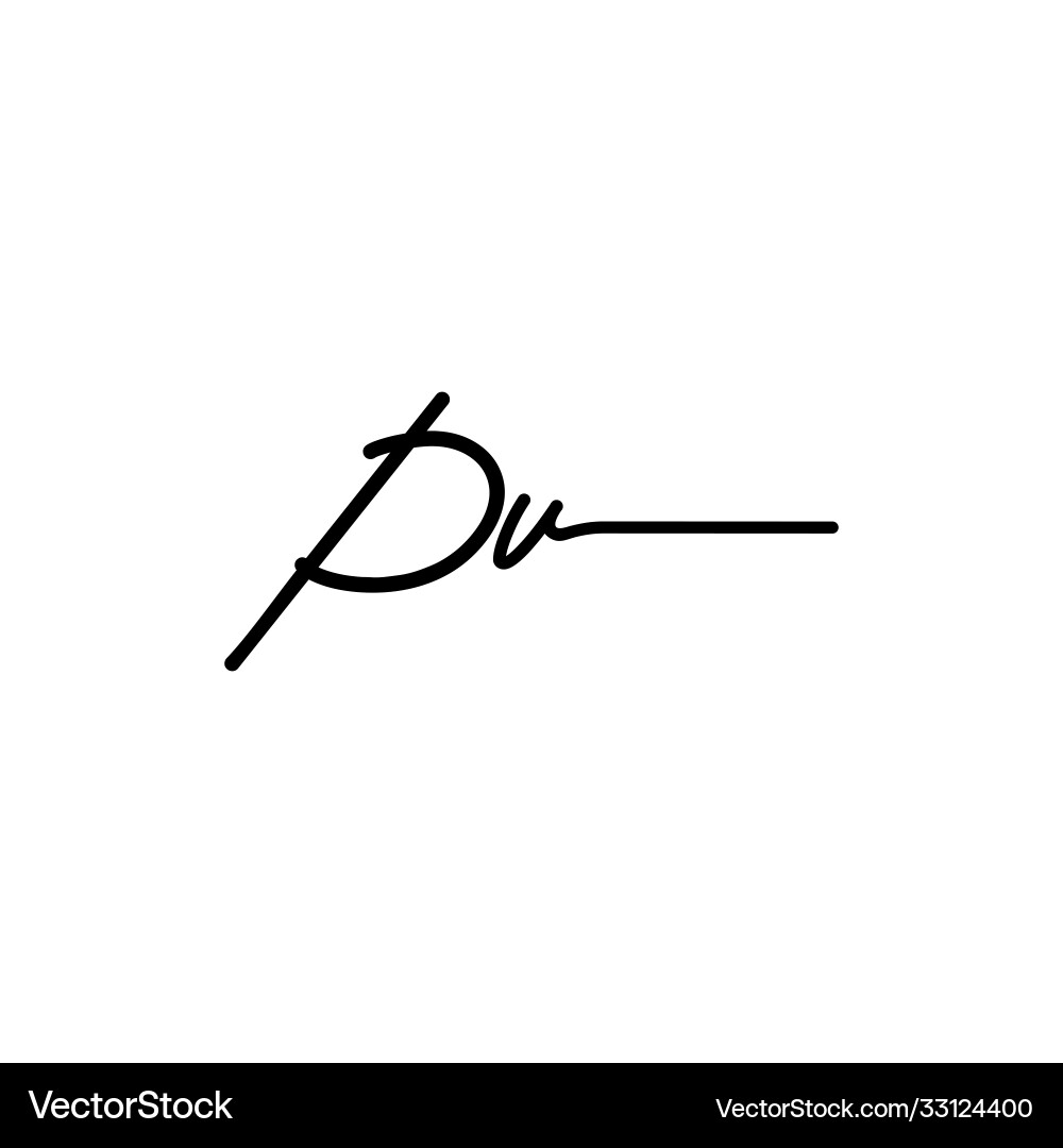 Letter pv signature logo template Royalty Free Vector Image