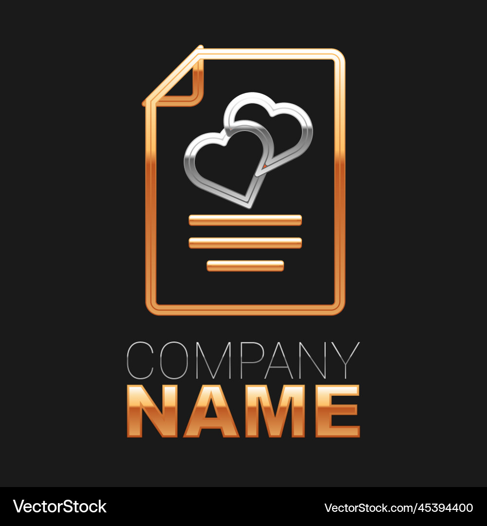 Line marriage contract icon isolated on black Vector Image