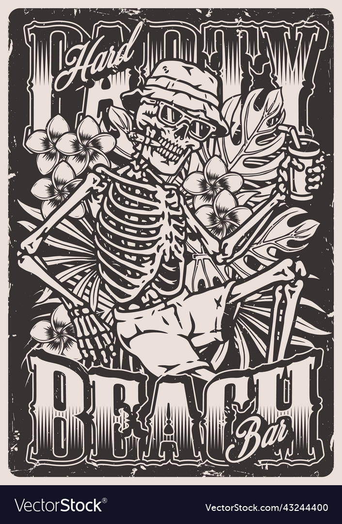 Party Beach Vintage Posterer Monochrome Royalty Free Vector