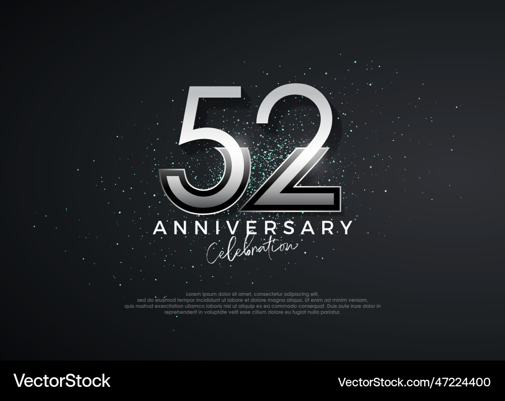 Simple and elegant numbers 52nd anniversary Vector Image