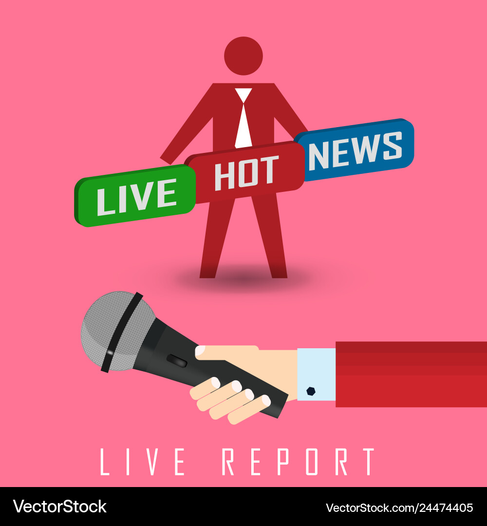 A live report with button hot news Royalty Free Vector Image