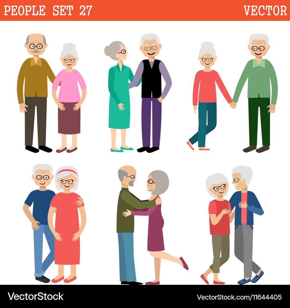 Couples of elderly people Royalty Free Vector Image