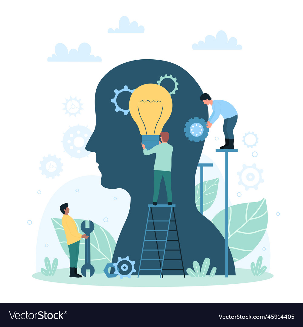 Creative idea solution and discovery tiny people Vector Image