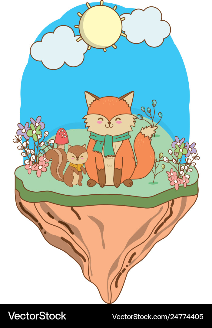 Cute little animals cartoon Royalty Free Vector Image