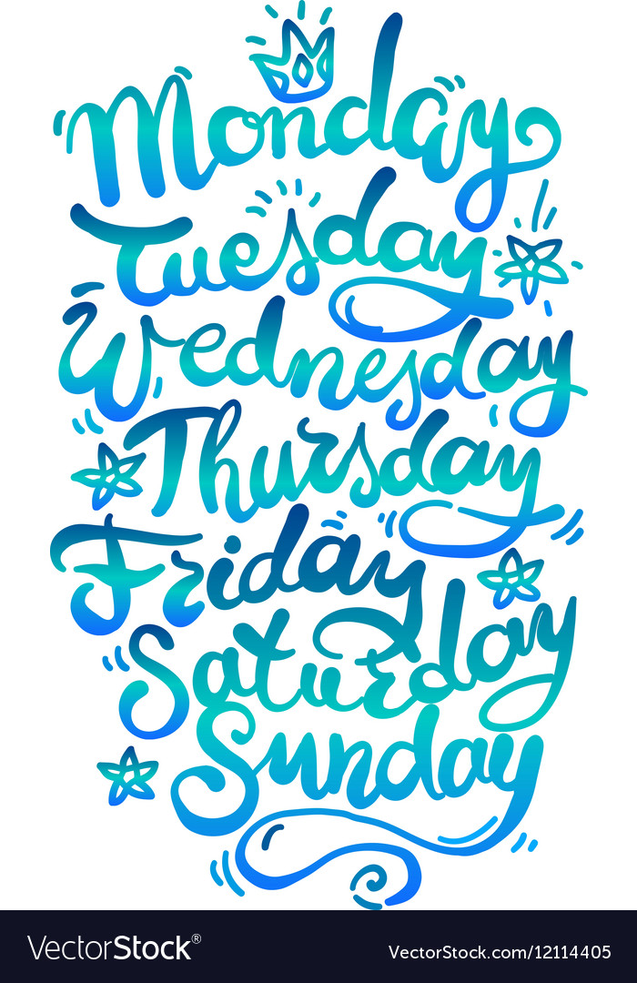 Days week Royalty Free Vector Image - VectorStock Days week Royalty Free Vector Image - VectorStock
