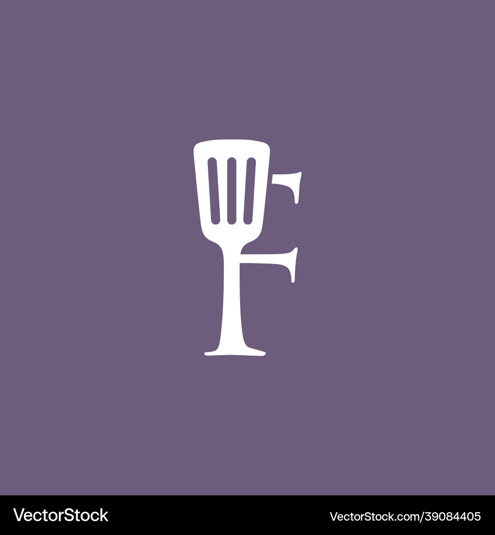 F letter spatula kitchen restaurant chef logo icon