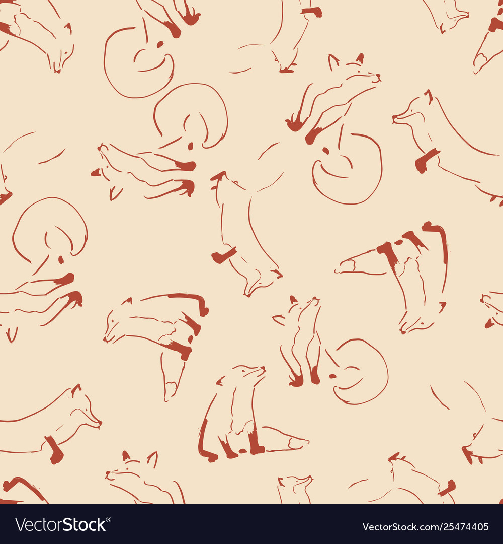Fox lines seamless repeat pattern design Vector Image