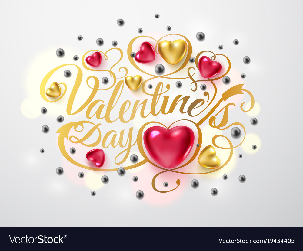 Happy valentines day gold font composition Vector Image