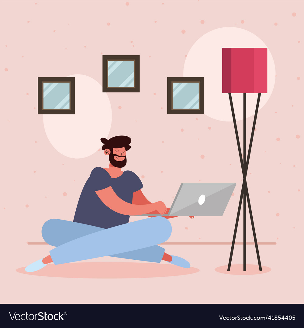 Man using laptop Royalty Free Vector Image - VectorStock