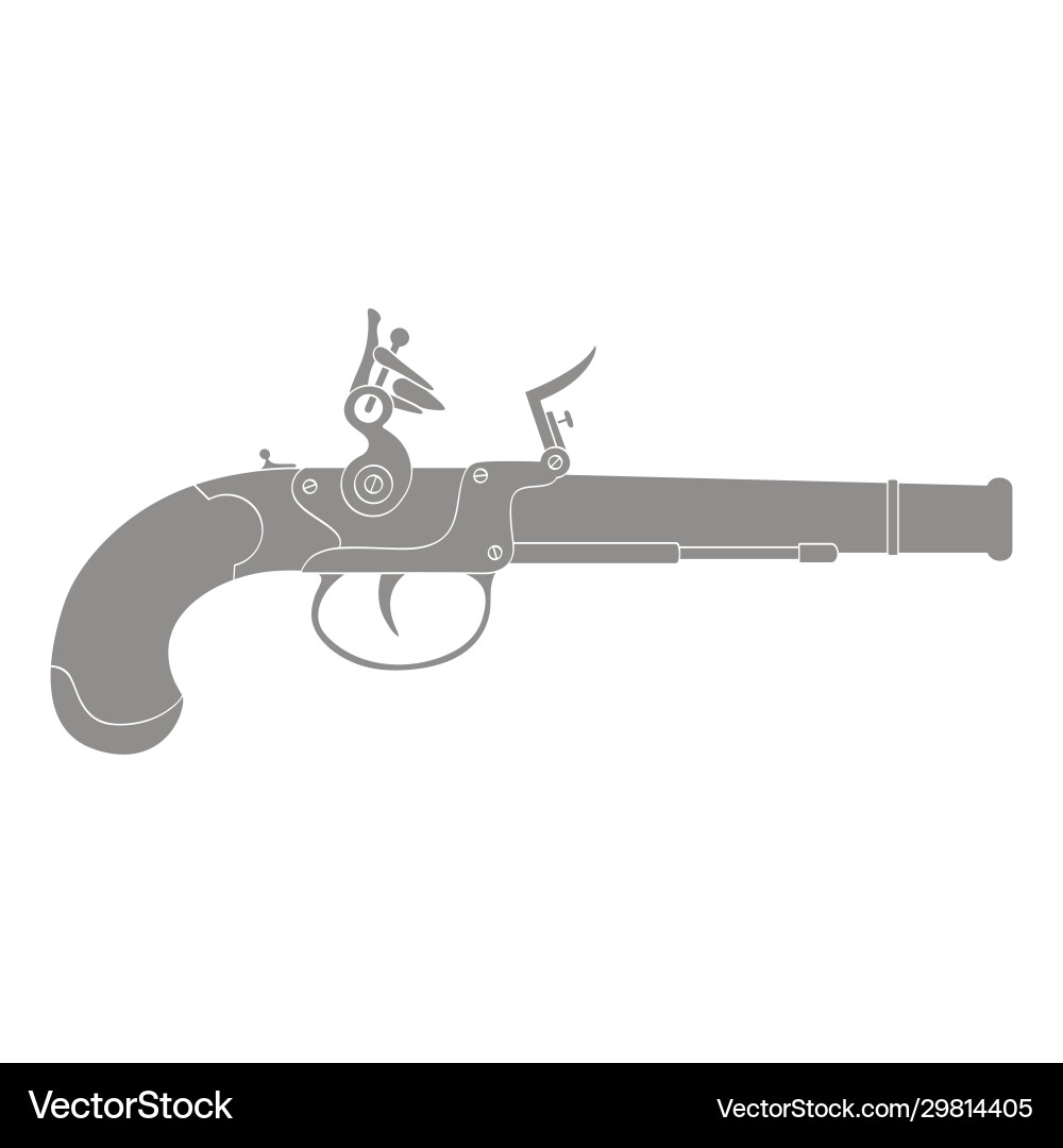 Monochrome icon with old pistol Royalty Free Vector Image