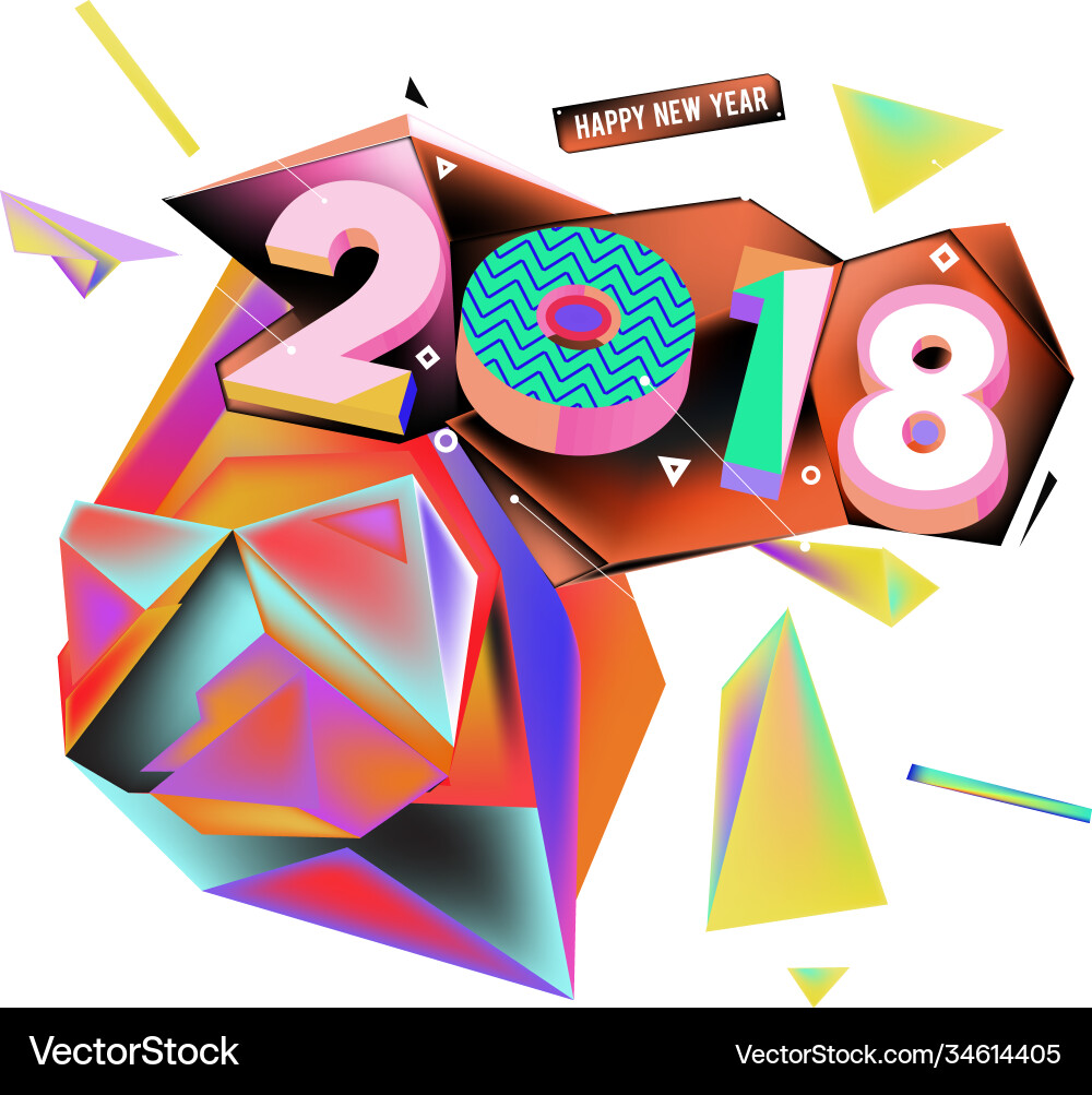 New year 2018 colorful design Royalty Free Vector Image
