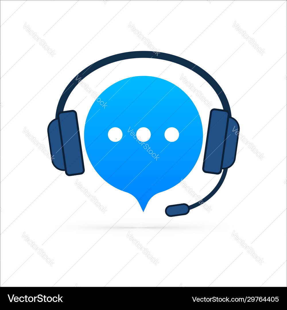 Online support service headphones with microphone Vector Image