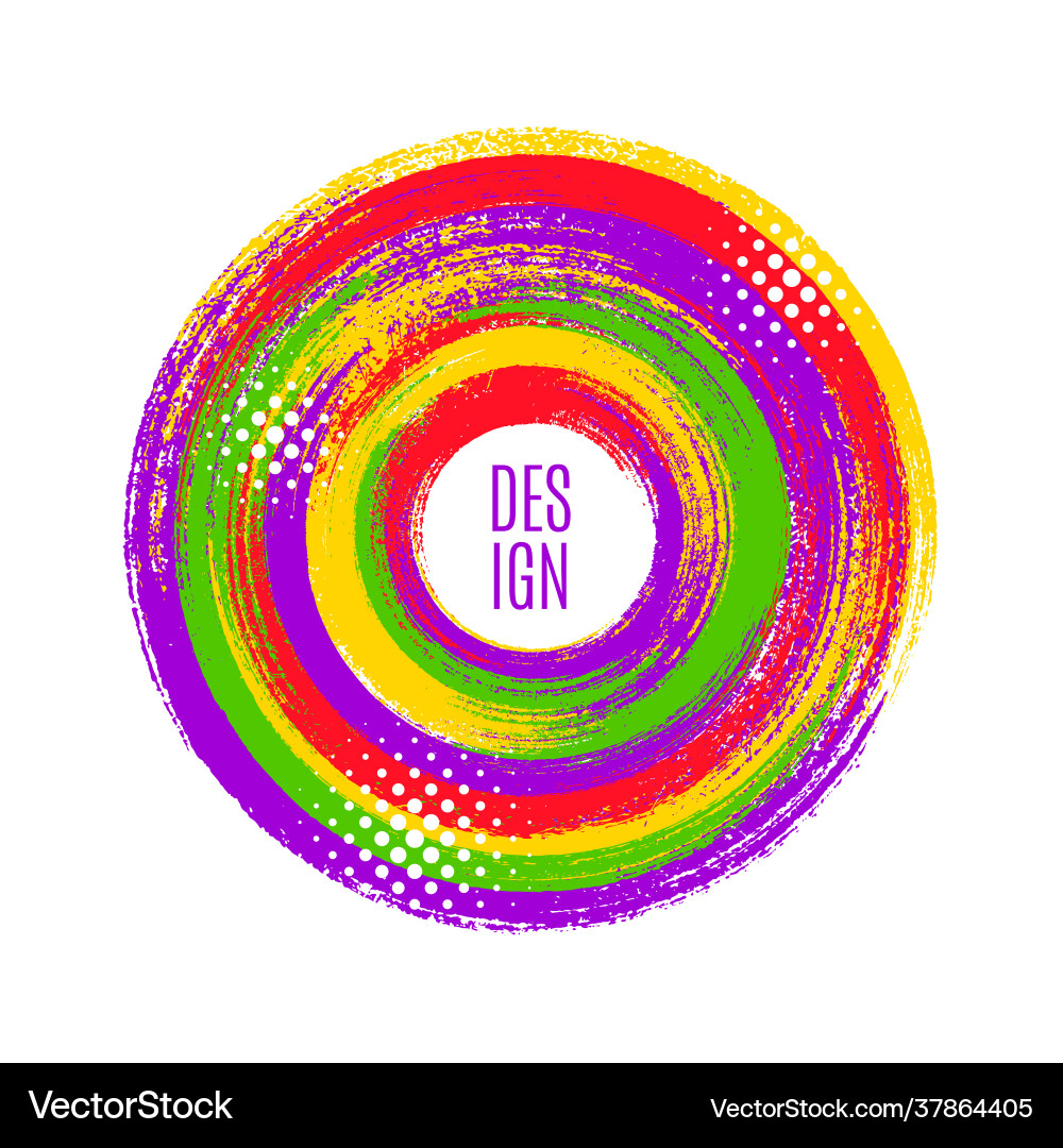 Original circular emblem paint brush colorful Vector Image
