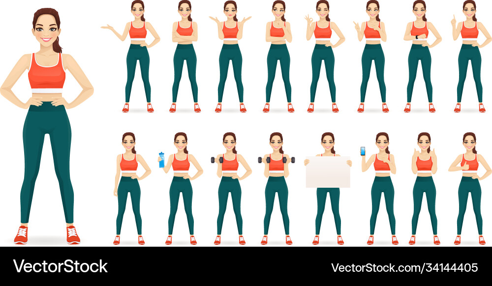 Sport woman set Royalty Free Vector Image - VectorStock