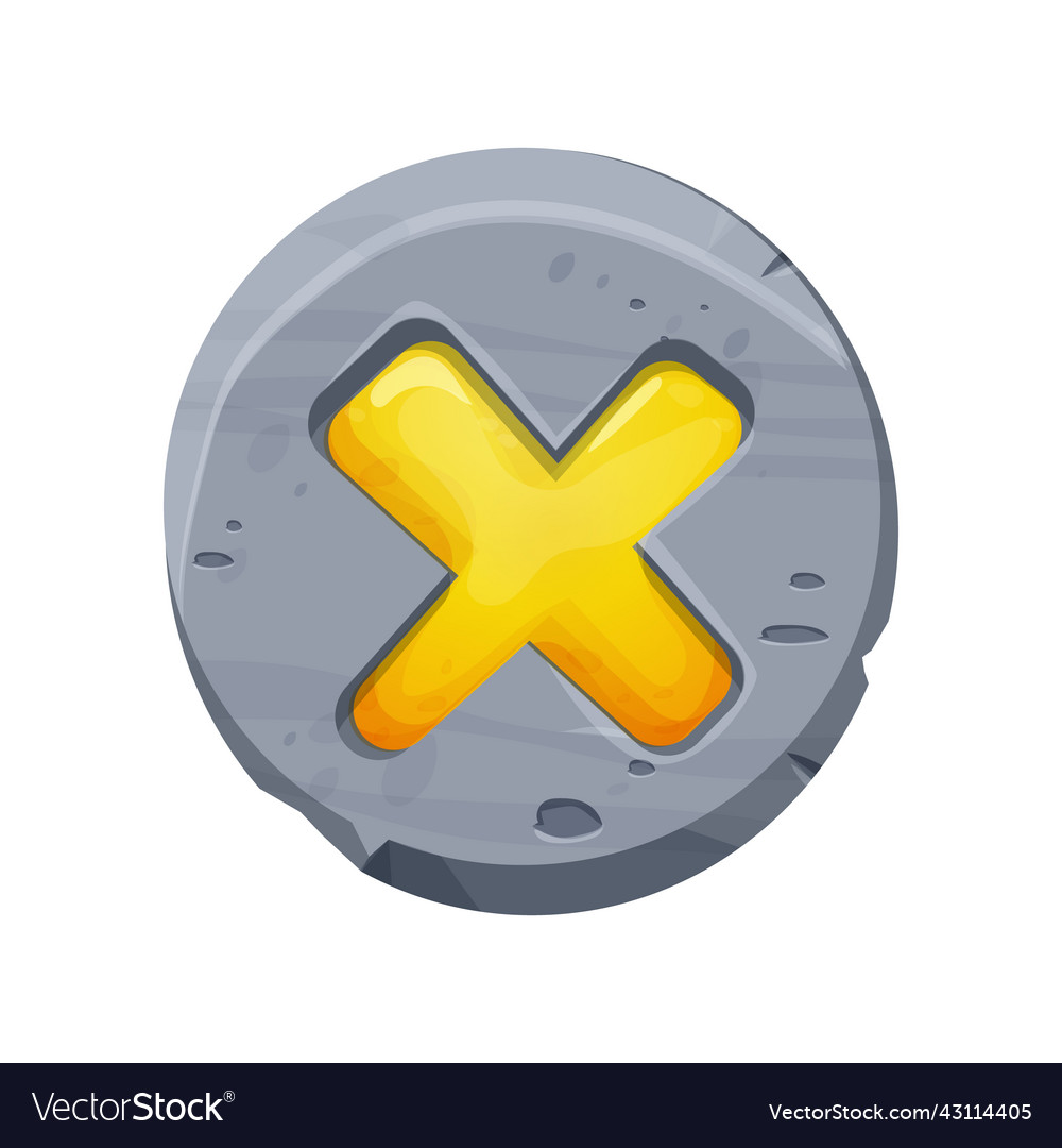 Stone close button game interface menu element Vector Image