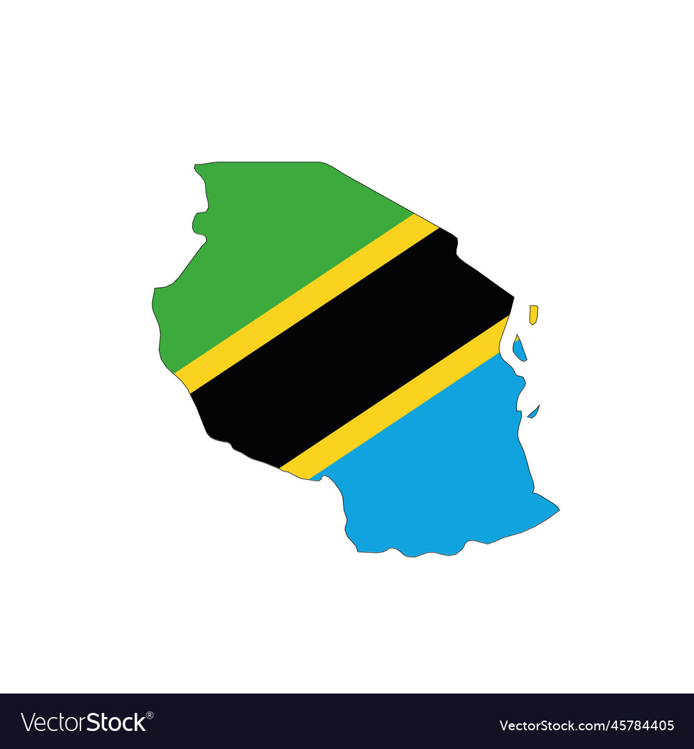 Tanzania National Flag In A Shape Of Country Map Vector Image