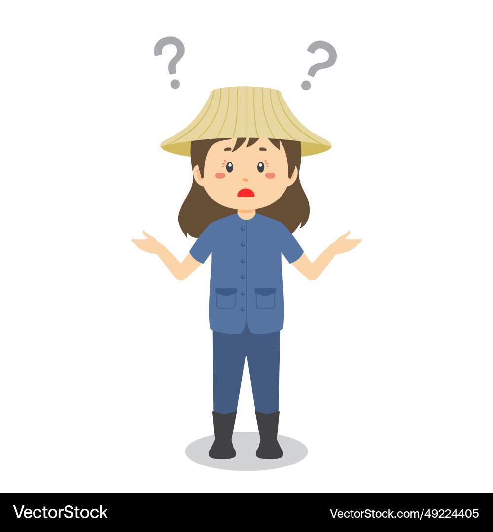 Thailand farmer confused with question mark Vector Image