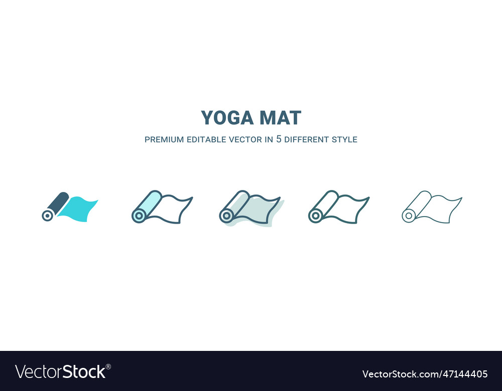 Yoga mat icon in 5 different style outline filled Vector Image