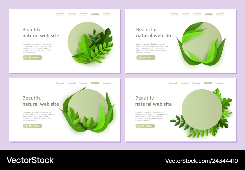 Abstract green floral website templates set Vector Image