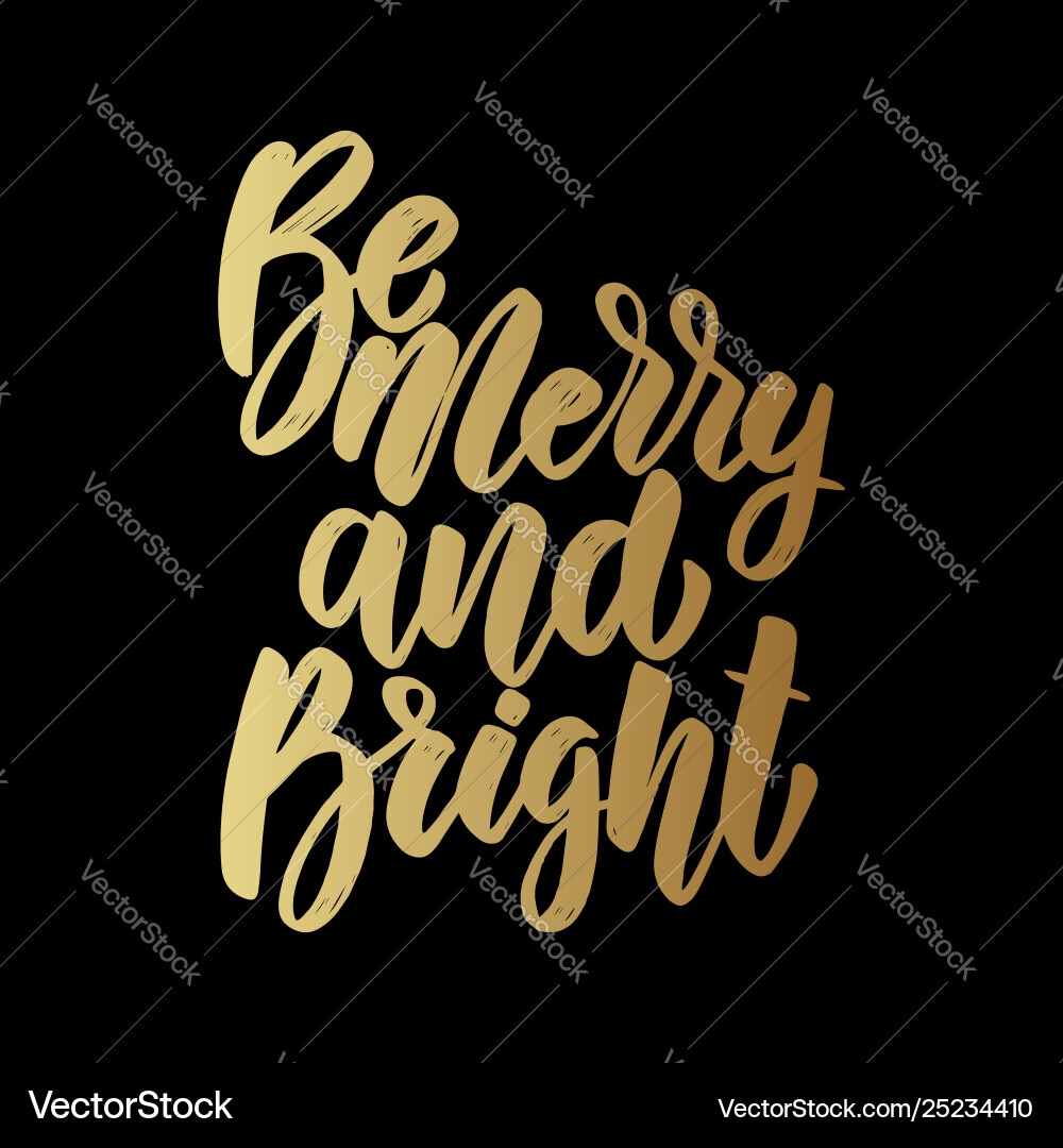 Be merry and bright lettering phrase on dark Vector Image