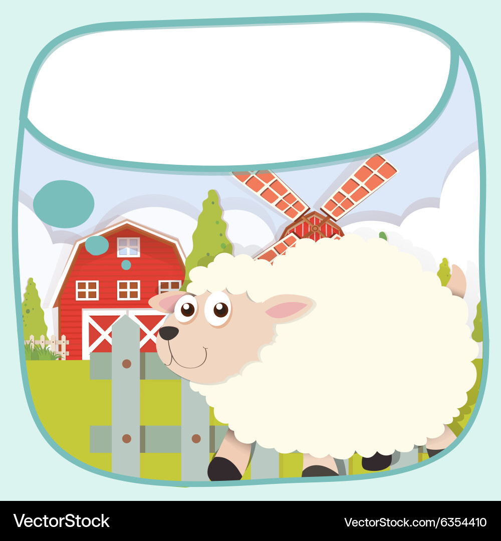 Border design with sheep on the farm Royalty Free Vector