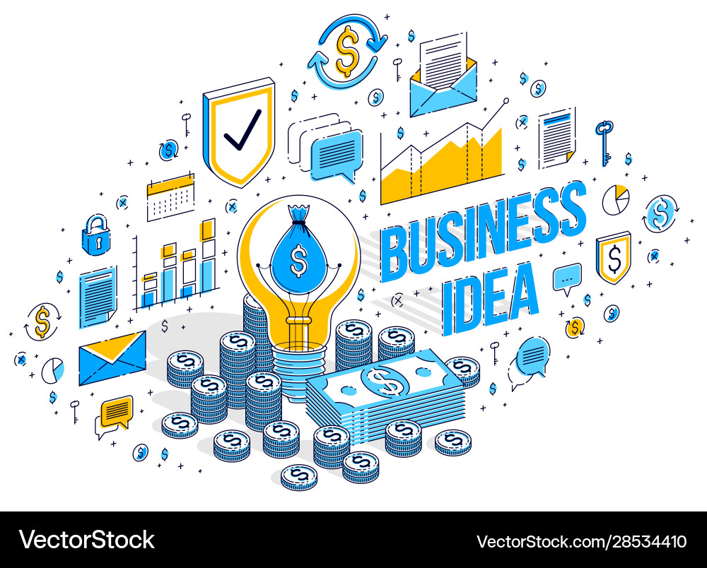 Business start up idea concept light bulb Vector Image