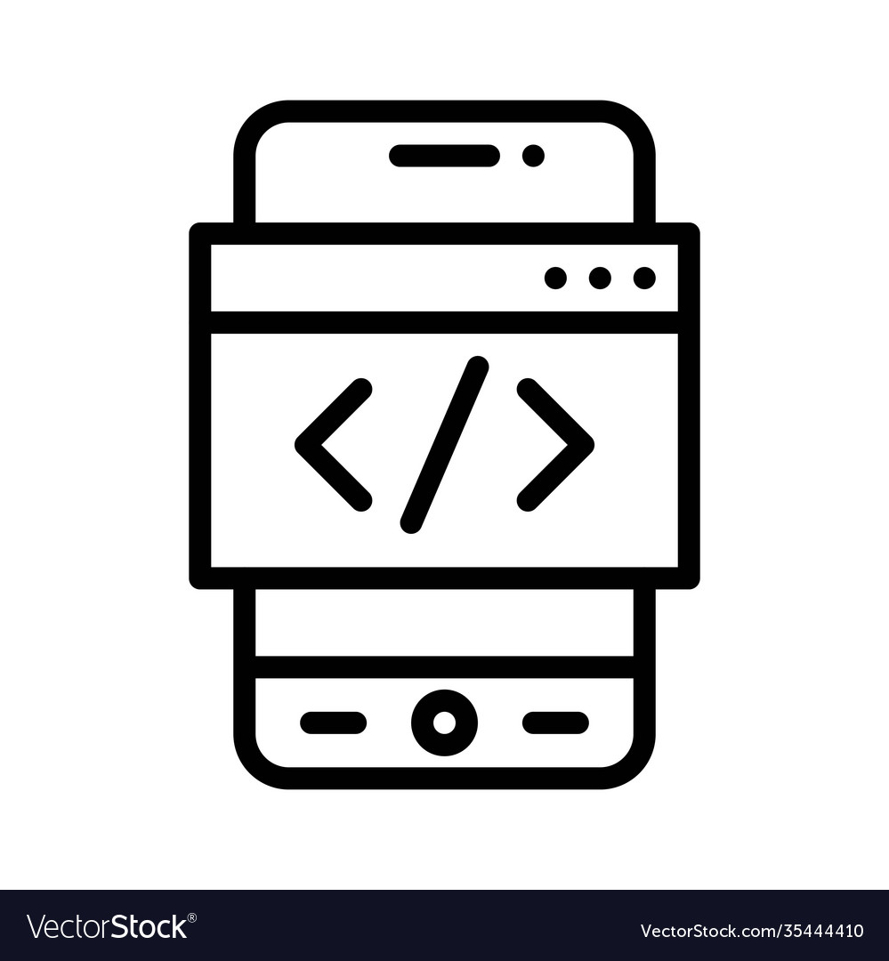 Coding app icon mobile application Royalty Free Vector Image