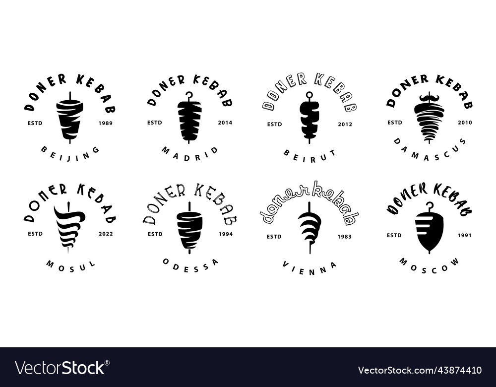 Doner kebab big set collection Royalty Free Vector Image