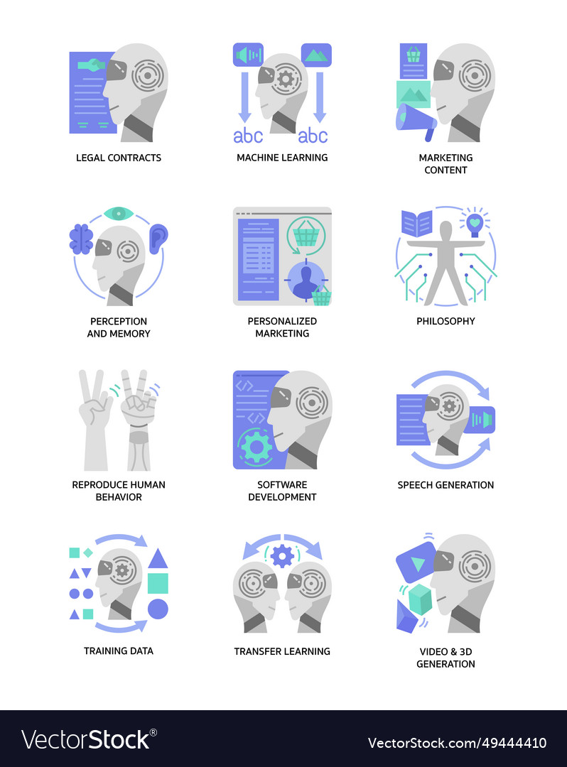 Generative ai icon set Royalty Free Vector Image Generative ai icon set Royalty Free Vector Image