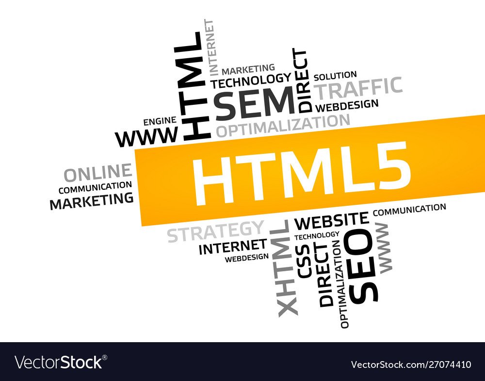 Html5 word cloud tag graphic Royalty Free Vector Image