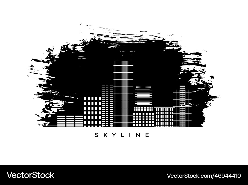 Impressive skyline building banner with brush Vector Image