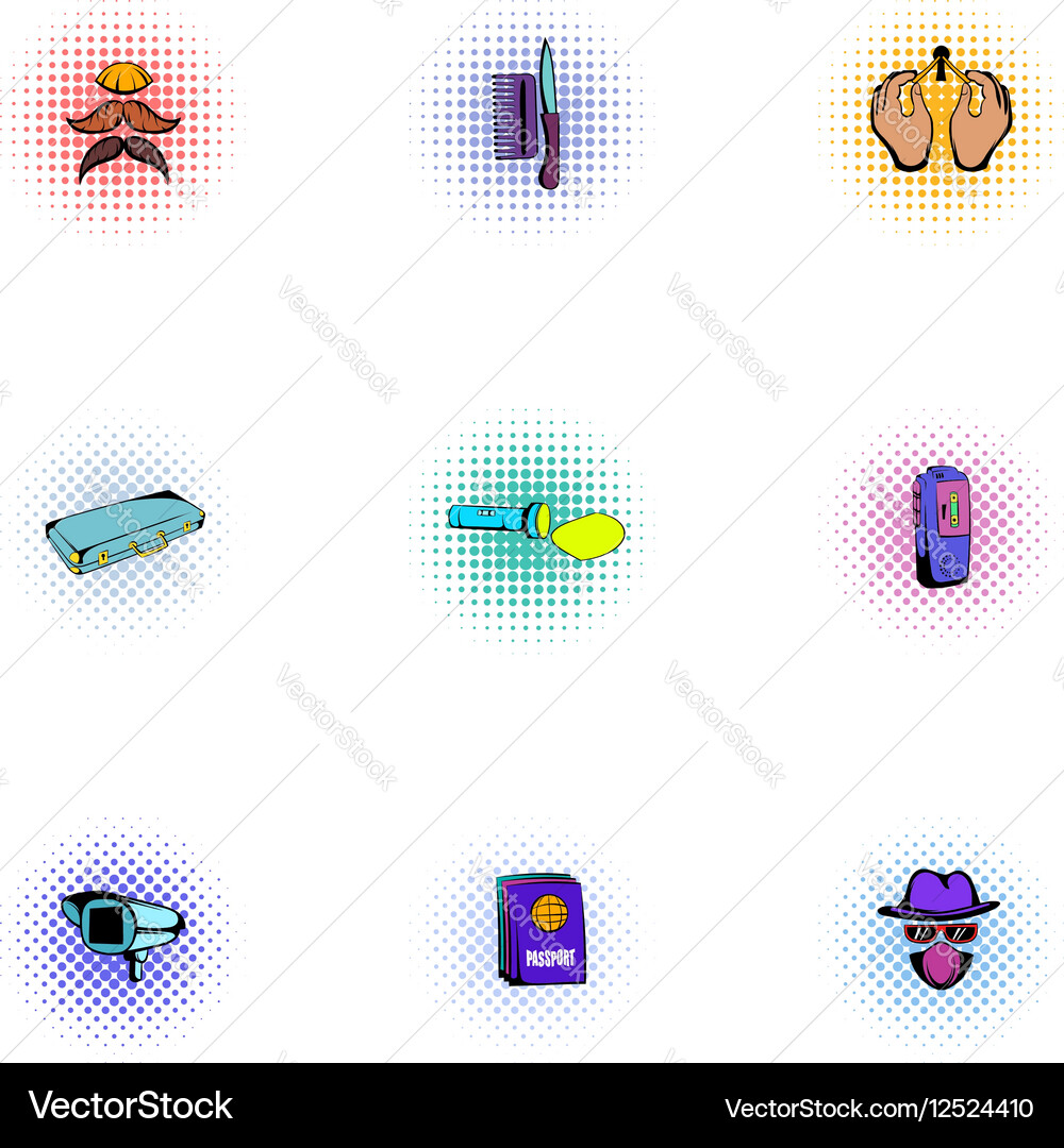Inquest icons set pop-art style Royalty Free Vector Image