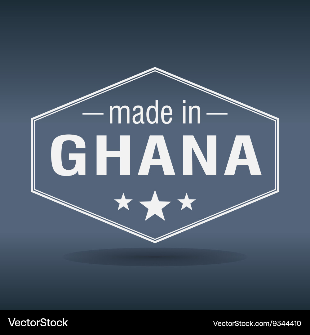 Made in ghana hexagonal white vintage label Vector Image