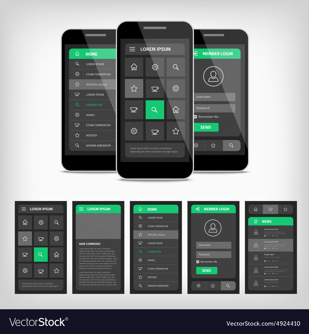 Mobile ui Royalty Free Vector Image - VectorStock